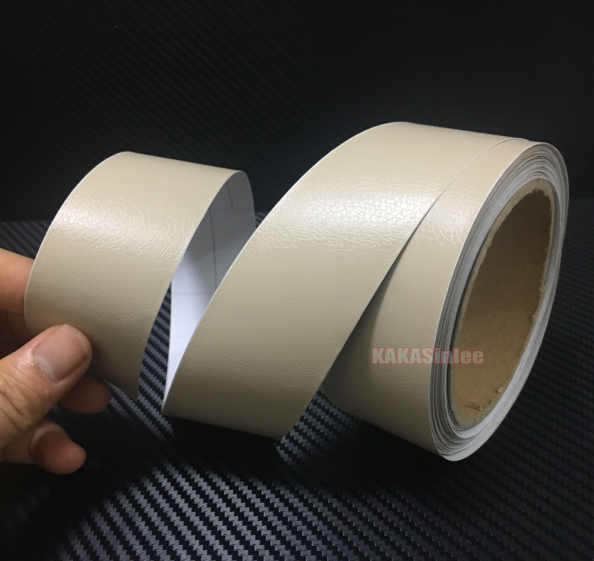 Beige Matte Car Part Interior Leather Grain Texture Film Vinyl Wrap ...