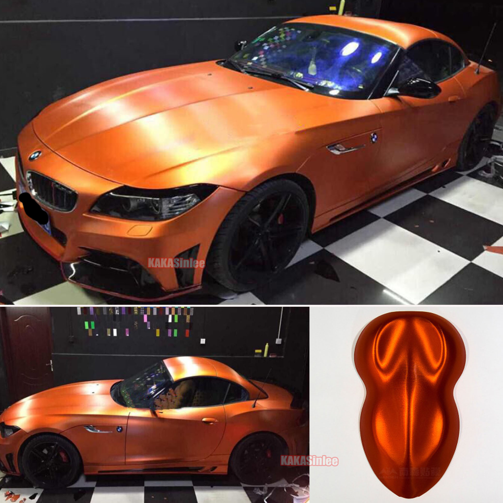 Orange Car Matte Chrome Satin Brushed Aluminum Metal Steel Vinyl Wrap ...