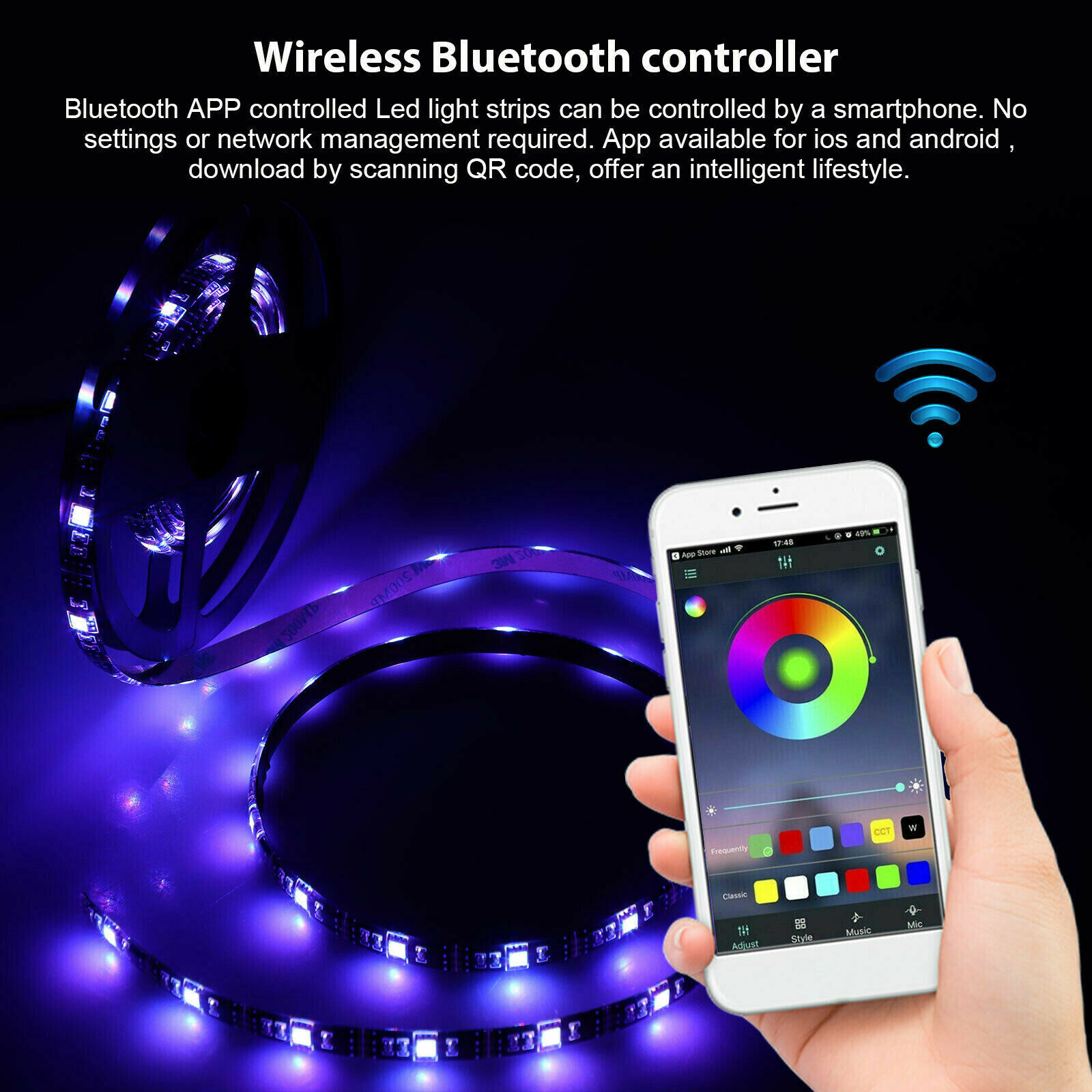 Ruban LED Bluetooth 5m TV RGB USB avec App Bande LED Lumineuse ...