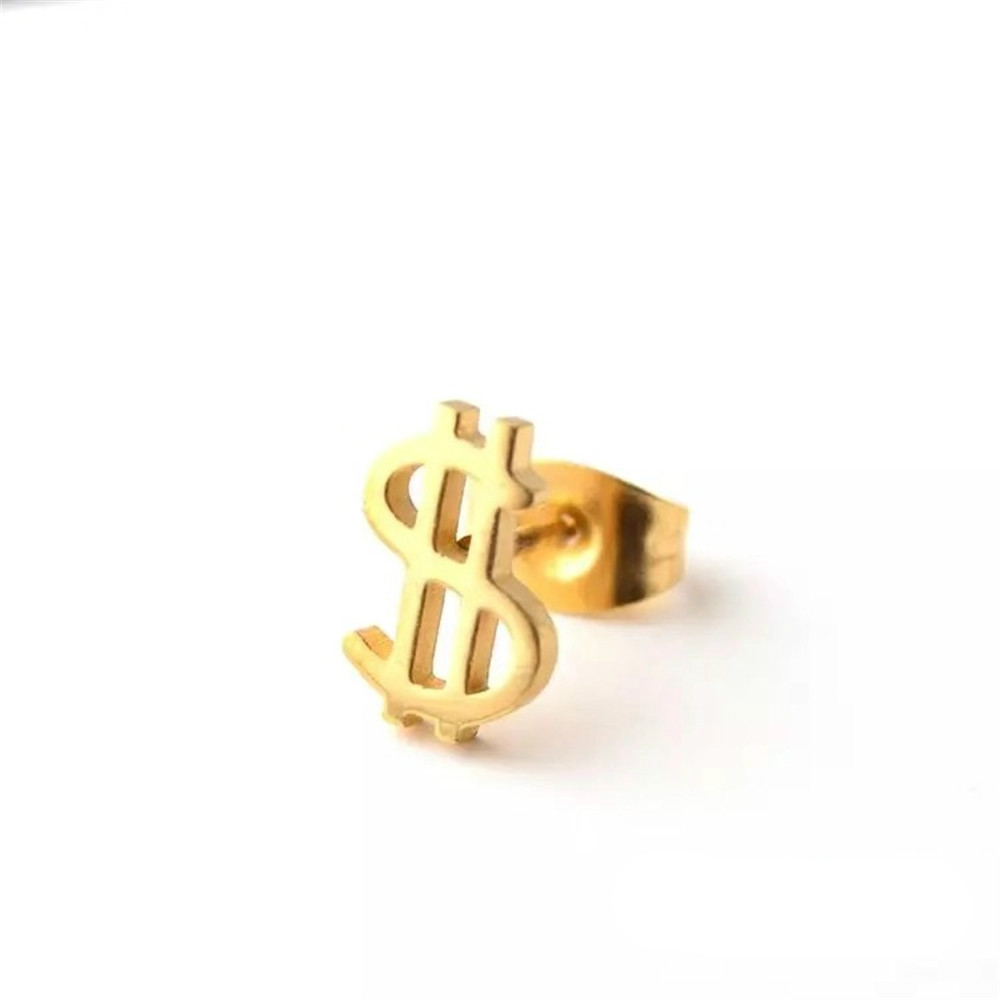 Mini Dollar Sign Stud Earrings Gold Silver Black Cash Money Symbols ...