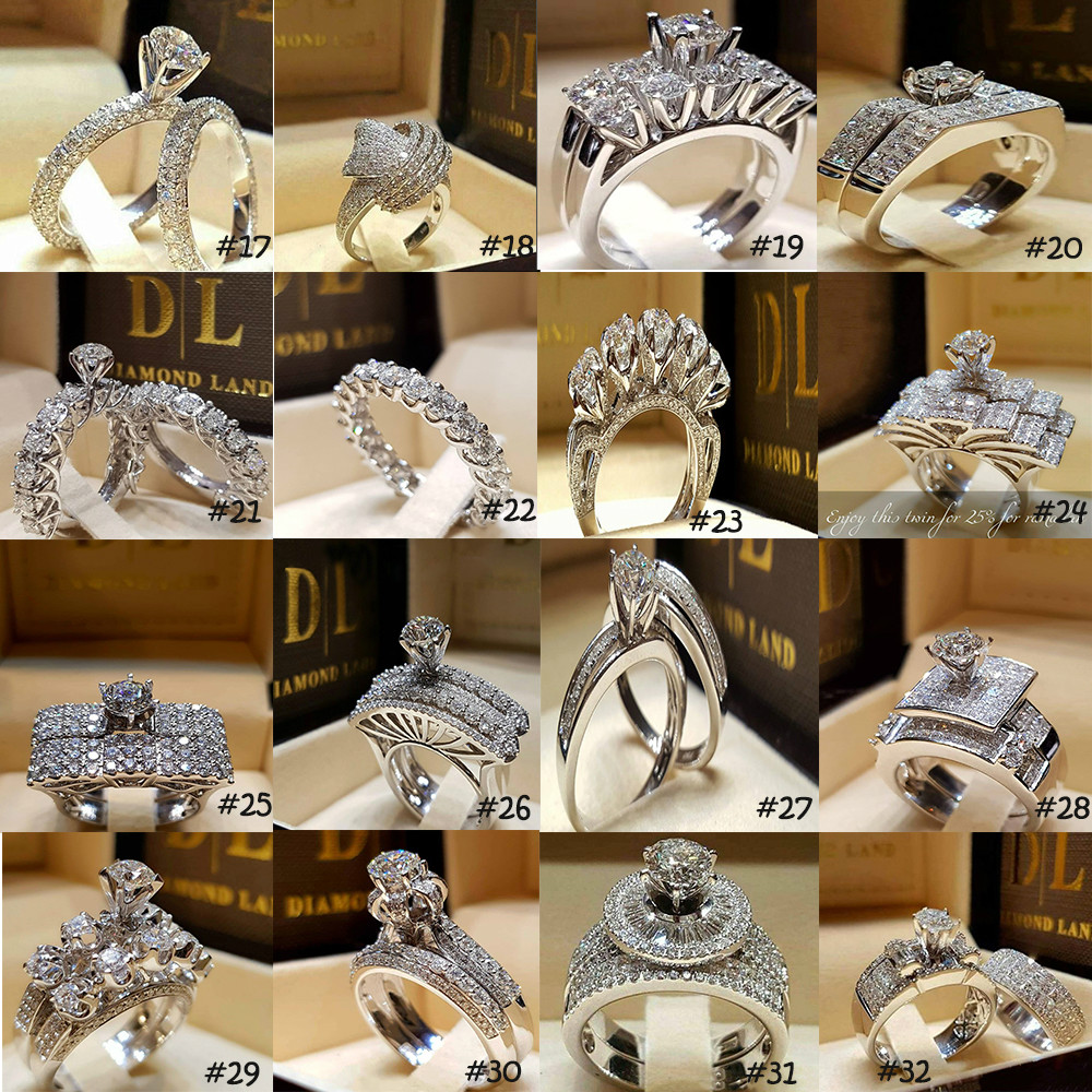 Chic Women White Sapphire 925 Silver Ring Set Wedding Bridal Jewelry ...